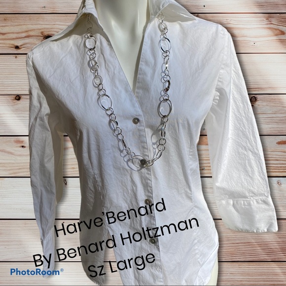 Harve Benard | Tops | Harve Benard White Blouse Long Sleeve Blouse ...